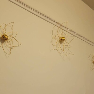 Home Decor, Wall Decor, Wall Hanging, Wire Art, One Flower, Gold ...