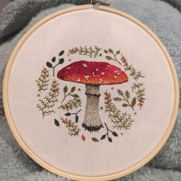 Mushroom: Hand Embroidery Pattern, Needlepainting Tutorial, Instant ...