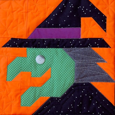 PDF Pattern Wicked Witch Quilt Block Pattern, Halloween Quilt Block ...