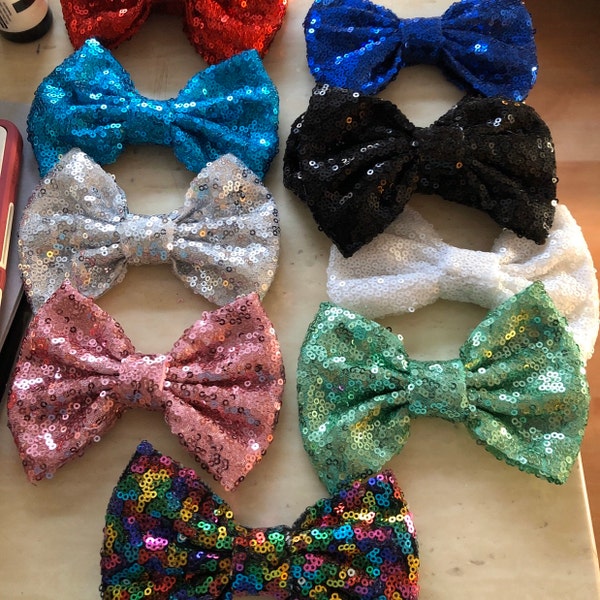 Set of 12 Large 5 Inch Mixed Color Sequin Bows / Large Glitter Bow ...