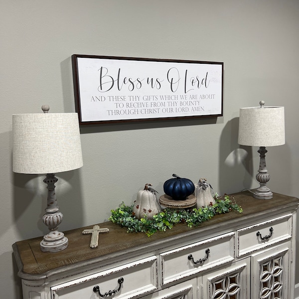 Rustic Wooden Dining Room Blessing Sign, Inspirational Wall Art for ...