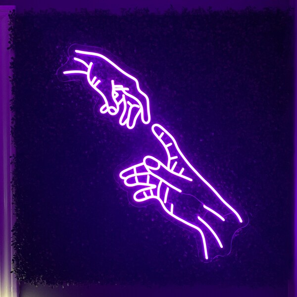 Hands of God Neon Sign, Hand of God Wall Art Neon Sign, Interior ...