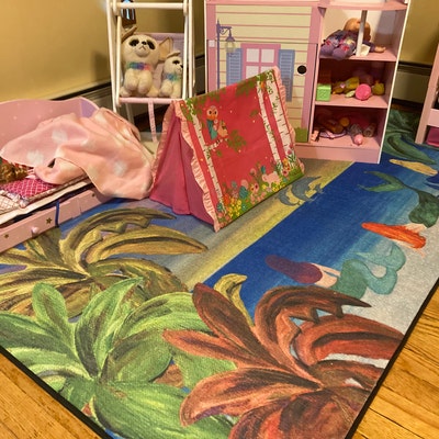 Tiki Bar in the Tropical Moonlight Romantic Beach Tiki Bar Area Rugs of ...