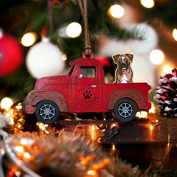 Laser Cut File / Digital File / Interchangeable Dog Breed Christmas Truck Ornament - Expansion ...