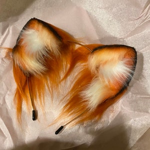 Blue and Black Fox Ears Faux Fur Cosplay Faux Fur Animal Ears | Etsy