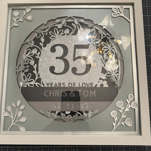 3D Anniversary Shadow Box With Custom Names, Wedding Shadow Box ...