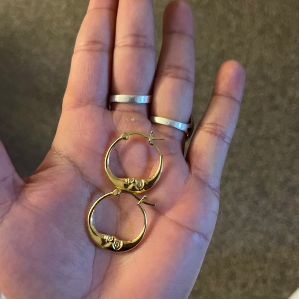 Moon Hoop Earrings - Moon Hoops - Gold Hoops - Celestial Wedding - Etsy