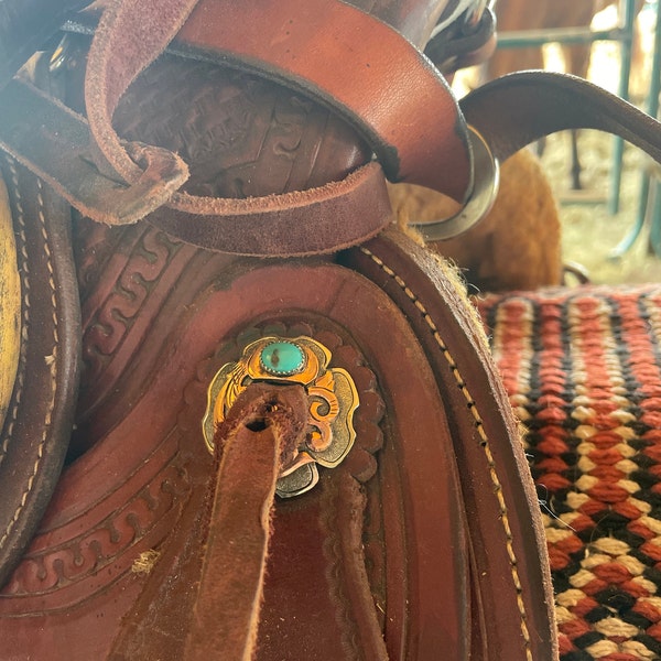 Handmade Slotted Copper Filagree Scroll With Turquoise Stone Collection ...