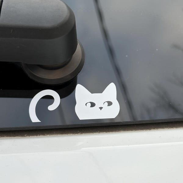 Peeking Cat Vinyl Decal, 2 Piece Permanent Weather Resistant Cat ...