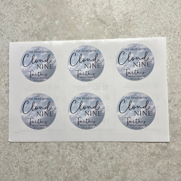 The Bride is on Cloud Nine, Bridal Shower Labels, Bachelorette Party ...