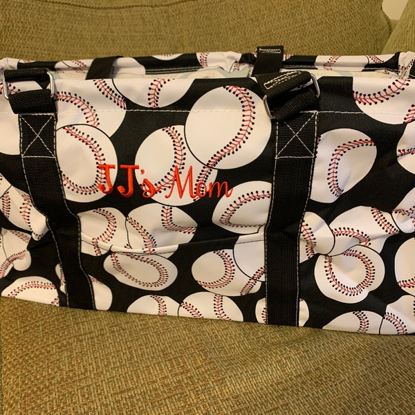 Monogrammed Large Baseball Utility Tote Bag - Etsy