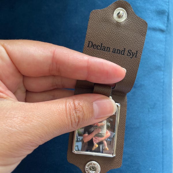 Personalized Mens Leather Keychain With Photo,metal Tag Photo Keychain ...