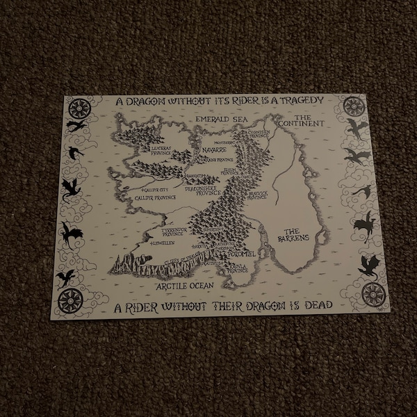 Fourth Wing Map Print | Hand Drawn Art Print - Etsy