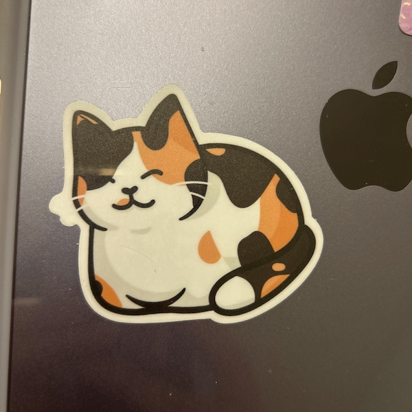 Calico Cat Loaf Sticker; Waterproof Dishwasher Safe Matte Vinyl Sticker ...