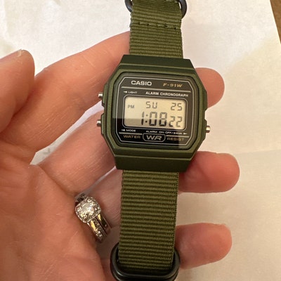 Custom Green Casio Watch on Green Strap W/ Black Hardware - Etsy
