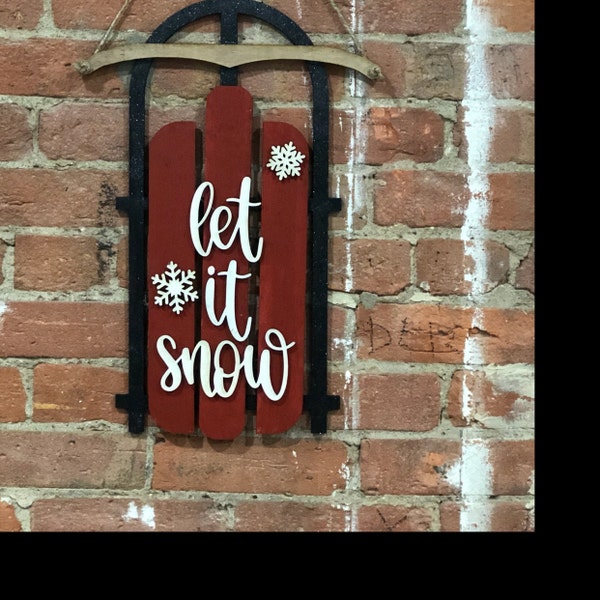 Runner Sled Holiday Layered Sign Base Hanging Vintage Style Decor ...