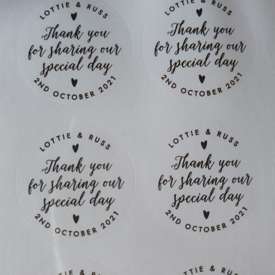 Thank You Stickers, Thank You for Sharing Our Special Day Stickers ...