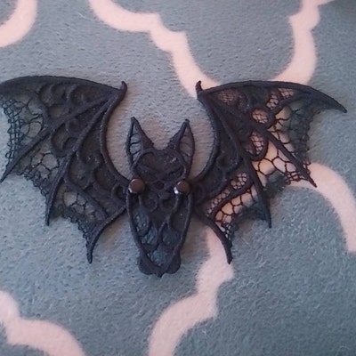 Embroidered Lace Bats, Black With Moveable Wings, Halloween Decoration ...