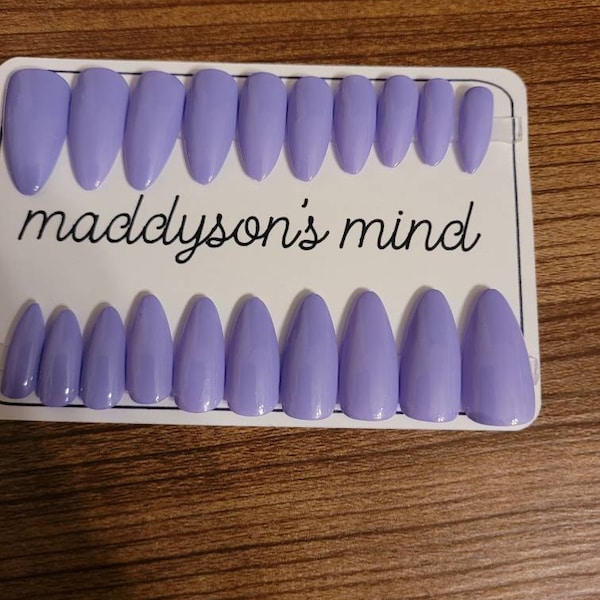 Blue Press on Nails Short Coffin Press-on Nail Set 20-piece Press on ...