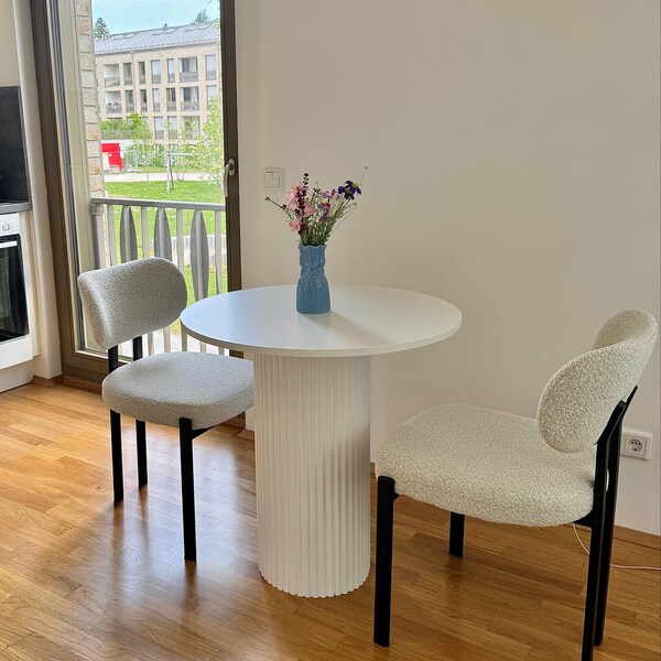 Round Fluted Table | Wooden Fluted Table | Creamy White Coffee Table ...
