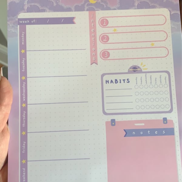 Printable Monthly Planner Clouds / Blank Desk Calendar / Cute 2025 ...