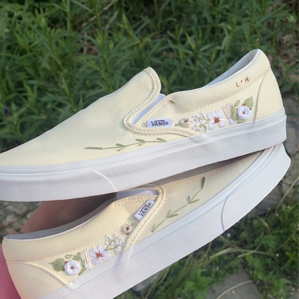 Embroidered Vans Slip on Shoes ~ Personalized Embroidery on Vans Slip ...