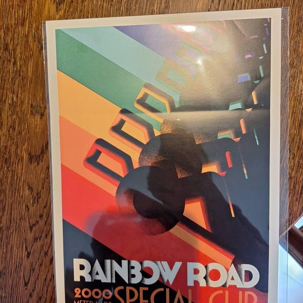 Mario Kart Inspired Rainbow Road Vintage Style Artwork - Poster Print ...