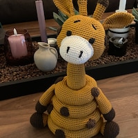 Stacking toy giraffe crochet pattern English, montessori giraffe ...