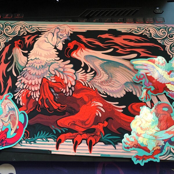 Red Dragon Falin Art Print 7.5x11 Dungeon Meshi Art - Etsy