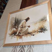 Jesus Teaching Children Watercolor Wall Art Poster Minimal Modern Holy ...