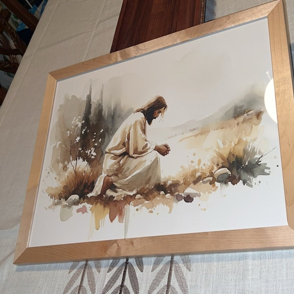 Jesus Calms the Storm Canvas Wall Art Hush Be Still Poster Watercolor ...