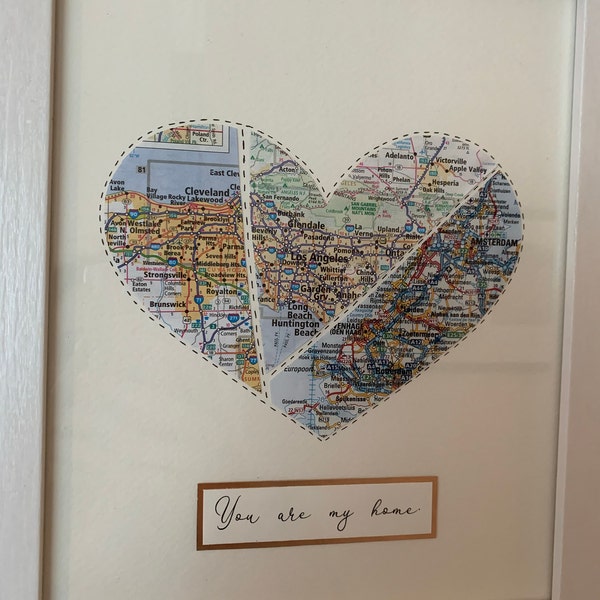 Anniversary Gift Map, Gift for Her Map, Couple Map Art, Unique Paper ...