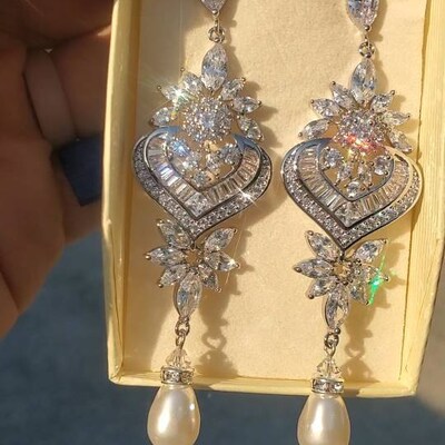 Wedding Necklace, Sterling Silver Bridal Pendant Necklace, Crystal ...