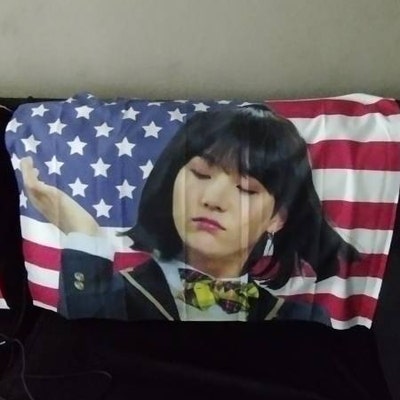 BTS Suga Long Hair Photo Flag Banner, Agust D Suga American Flag ...