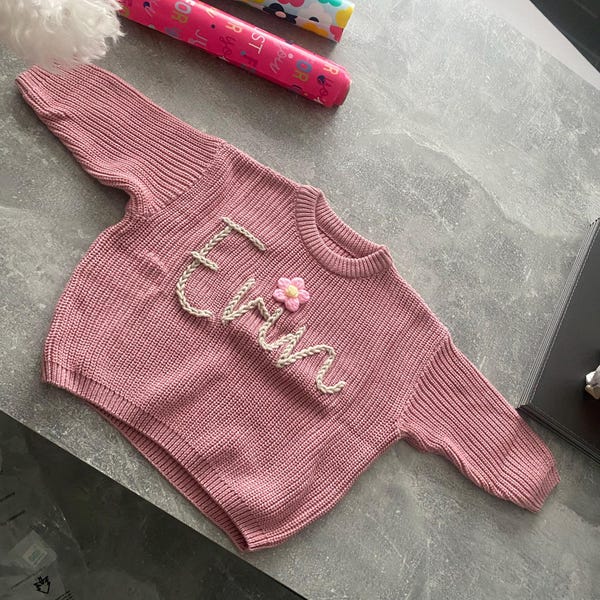 Personalized Embroidered Sweater With Name, Custom Kids Jumper ...