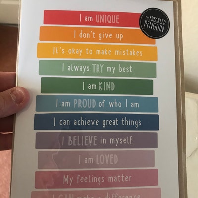 Positive Affirmation Print Motivational Poster Kids Positive Mindset ...