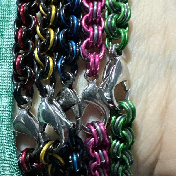 Custom Triple Moon Goddess Chainmail Bracelet, Witchy Wiccan Jewelry ...