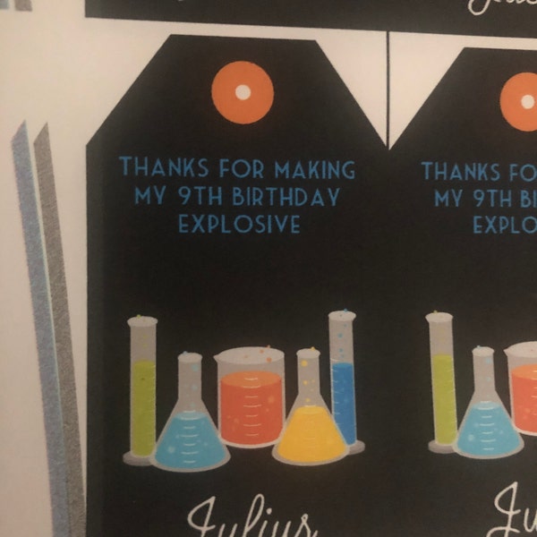 Editable Science Party Favor Tag, Printable Science Party Favor Tags ...