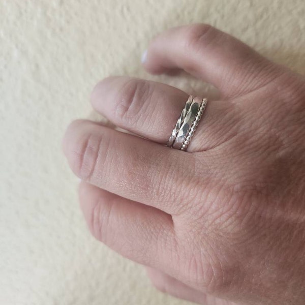 Stacking Ring Solid 925 Sterling Silver Various Textures You Choose One ...