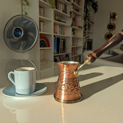 Large 17 Oz Copper Turkish Coffee Pot, Turkish Greek Coffee Pot Coffee ...