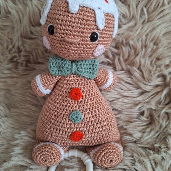 Gingerbread Boy Crochet Pattern: Baby Lovey Snuggler (PDF) - Etsy