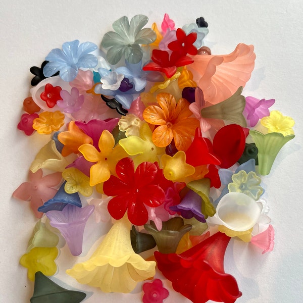 Transparent Acrylic Flower Beads in Assorted Styles and Colors, Clear ...