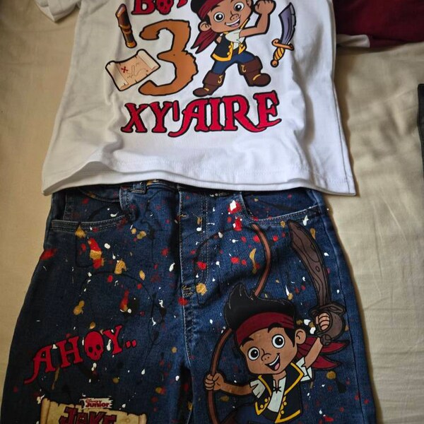 Kids Custom Characters Denim Jean Birthday Outfit - Etsy