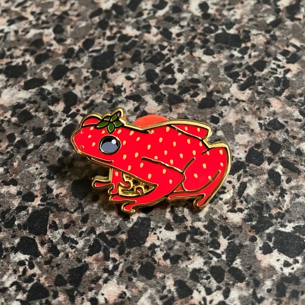 Strawberry Fruit Frog Enamel Pin! Adorable Tiny Frog Pin! - Etsy