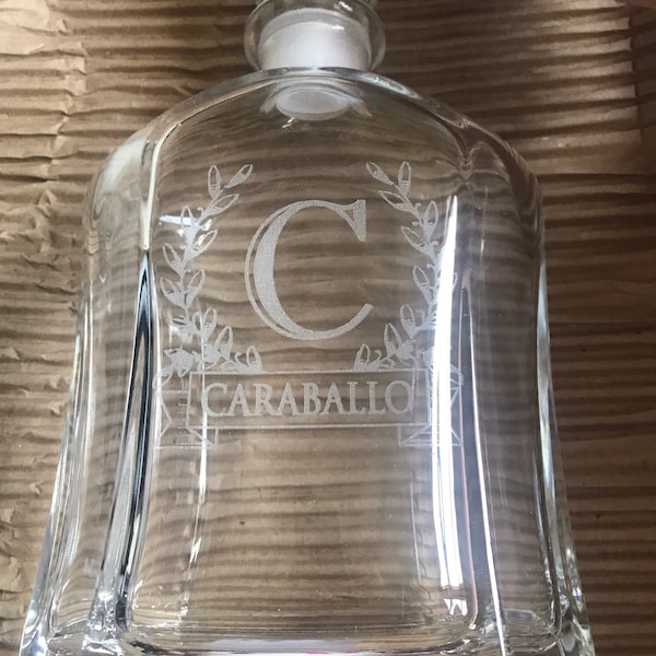 One Personalized 23.75 Oz Monogram Decanter Custom Engraved Whiskey ...