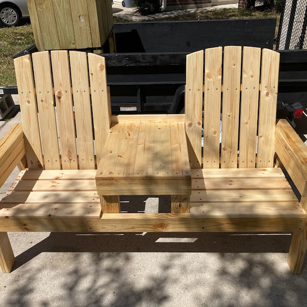 Plans for a Two Seater Bench With Center Table - Etsy