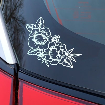 Flower Decal Floral Decal Vinyl Decal Peony Decal Window - Etsy