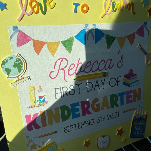 Watercolor First Day of School Sign Printable, Cute, Simple Editable ...