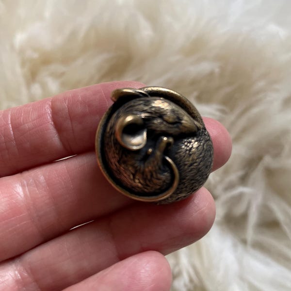 Bronze Miniature Sleeping Mouse Brass Animal Sculpture Mouse ...