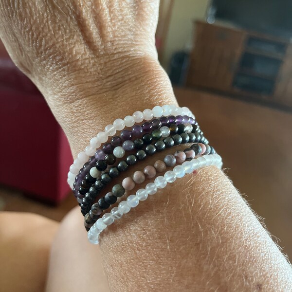 4mm Rhodonite Positive Energy Bracelet, Natural Rhodonite Bracelet for ...